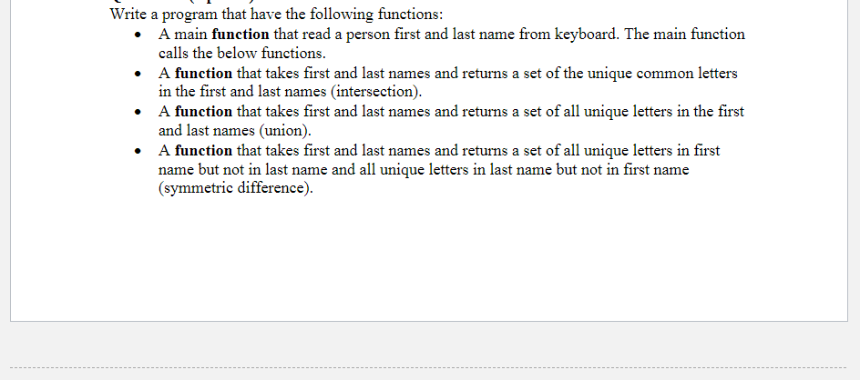 Solved Write a program that have the following functions: - | Chegg.com