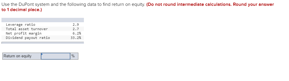 Solved Use the DuPont system and the following data to find | Chegg.com
