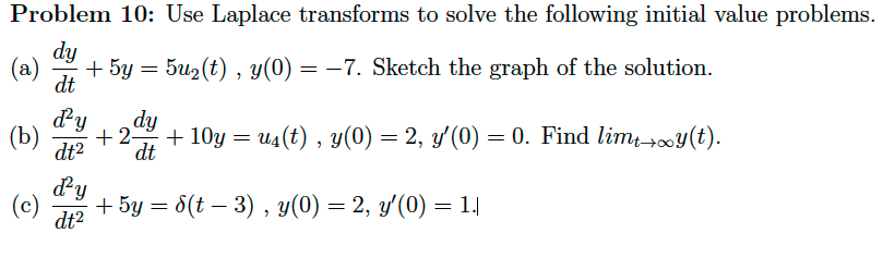 Solved Problem 10: Use Laplace transforms to solve the | Chegg.com