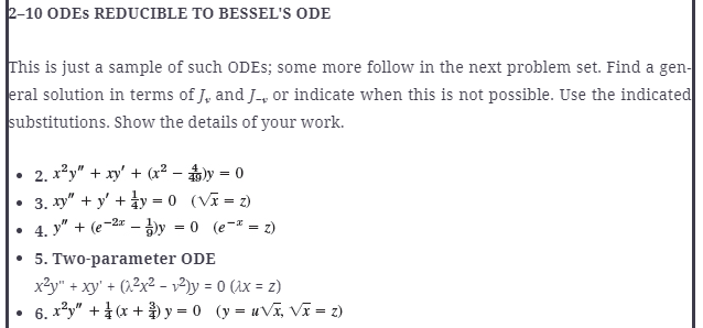 Solved 12-10 ODES REDUCIBLE TO BESSEL'S ODE This is just a | Chegg.com