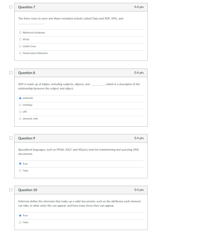 Solved The three ways to store and share metadata include | Chegg.com