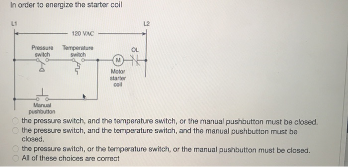 Solved In order to energize the starter coil L1 L2 20 VAC | Chegg.com