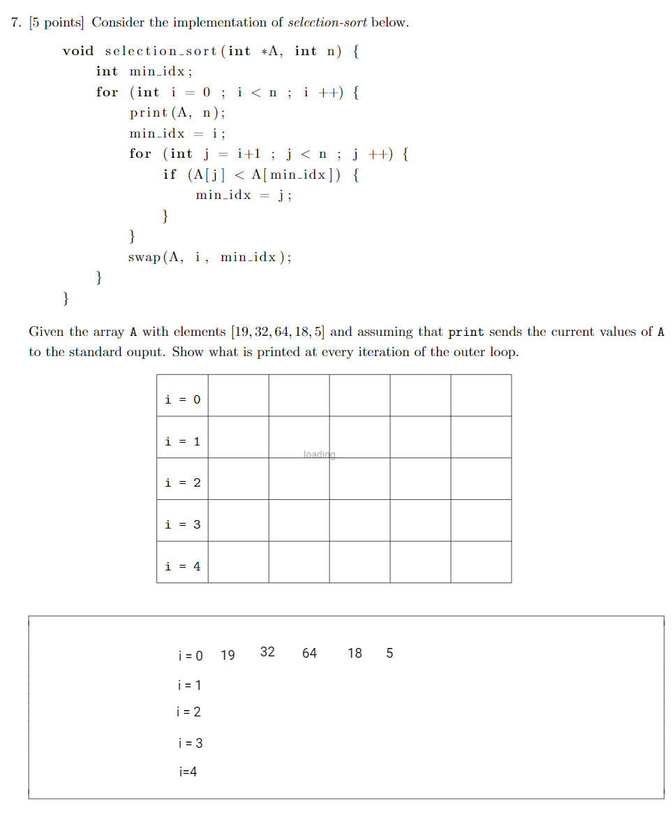 Solved 7. [5 points] Consider the implementation of | Chegg.com