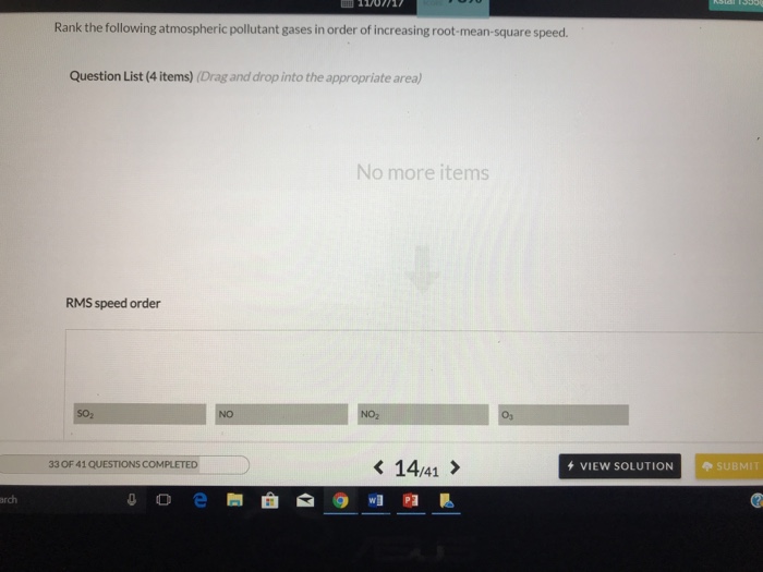 Solved Rank the following atmospheric pollutant gases in | Chegg.com