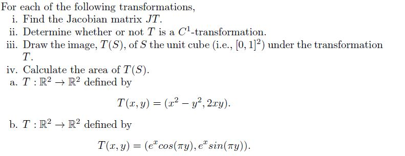 Solved For each of the following transformations, i. Find | Chegg.com