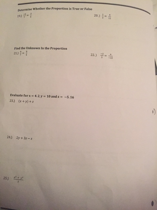 Solved Determine whether the Proportion is True or False 19) | Chegg.com