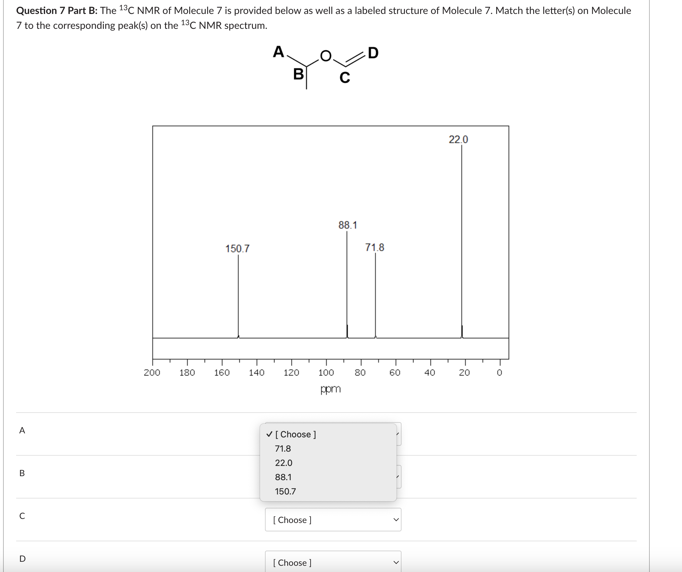 Solved Question 7 Part B: The 13C NMR of Molecule 7 is | Chegg.com
