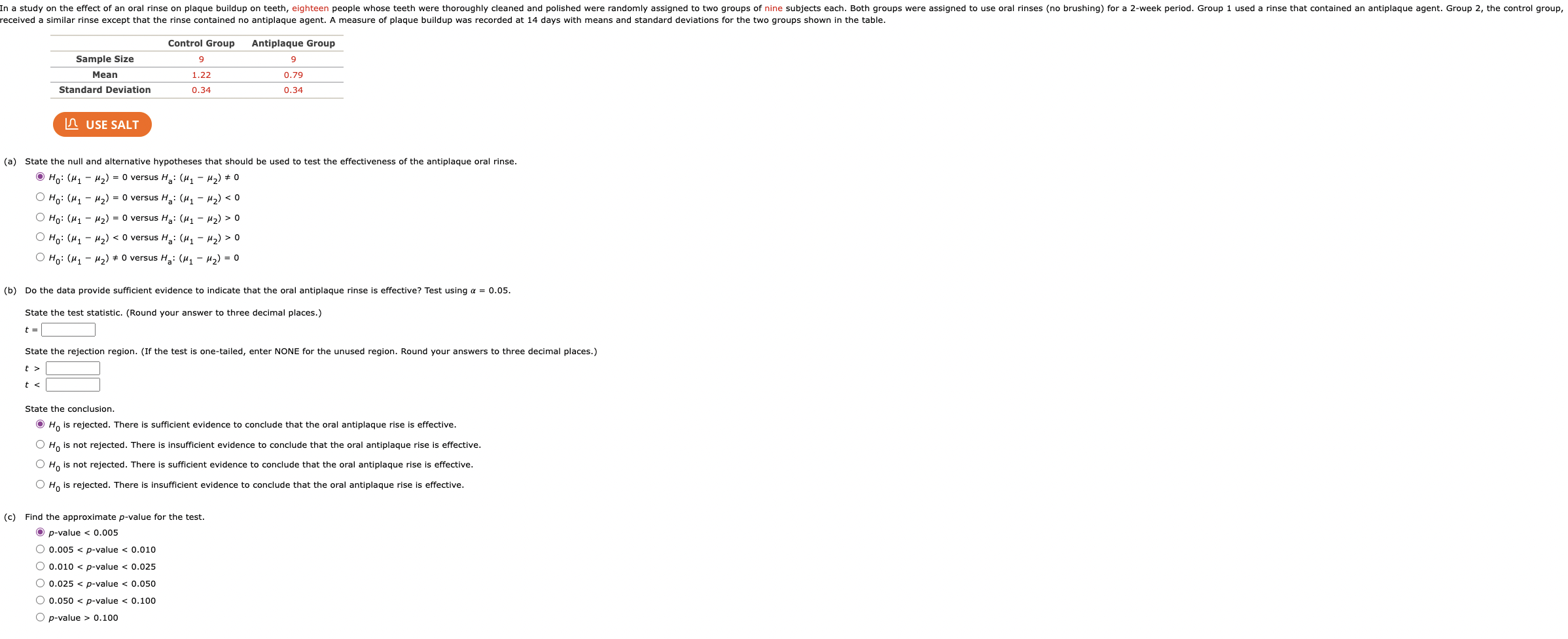 Solved (a) State the null and alternative hypotheses that | Chegg.com