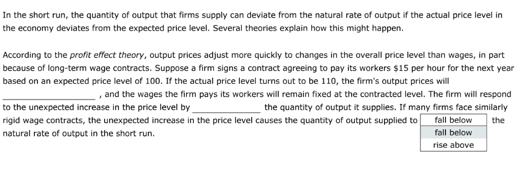 Solved In the short run, the quantity of output that firms | Chegg.com