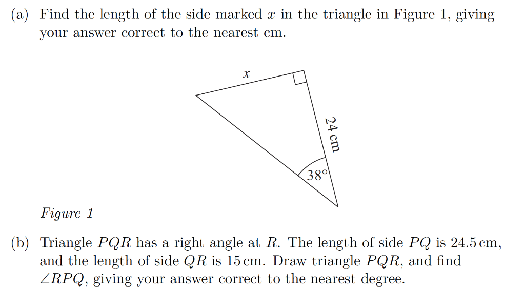 Solved (a) Find the length of the side marked x in the | Chegg.com