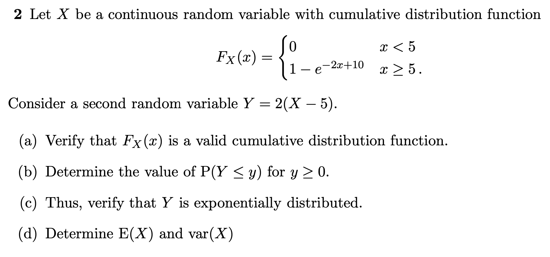 Solved 2 Let X be a continuous random variable with | Chegg.com