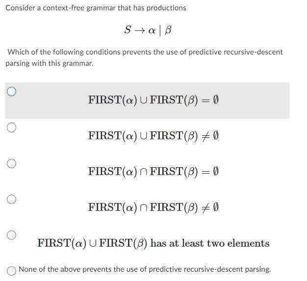 Solved Consider a context-free grammar that has productions | Chegg.com