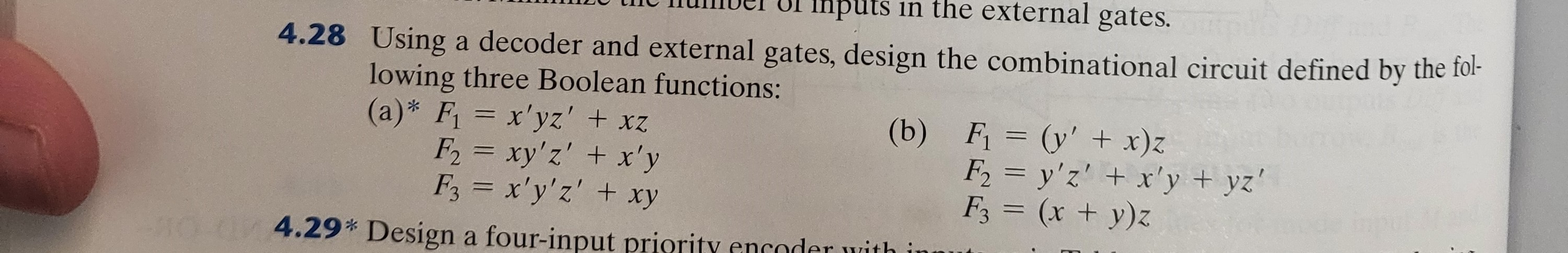Solved 28 Using a decoder and external gates, design the | Chegg.com