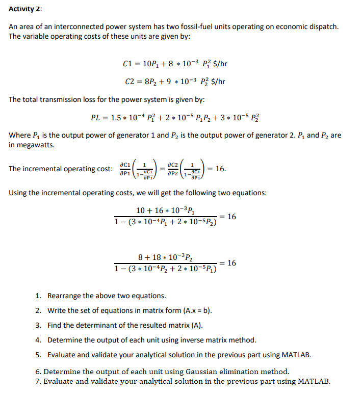 Solved Activity 2: An area of an interconnected power system | Chegg.com