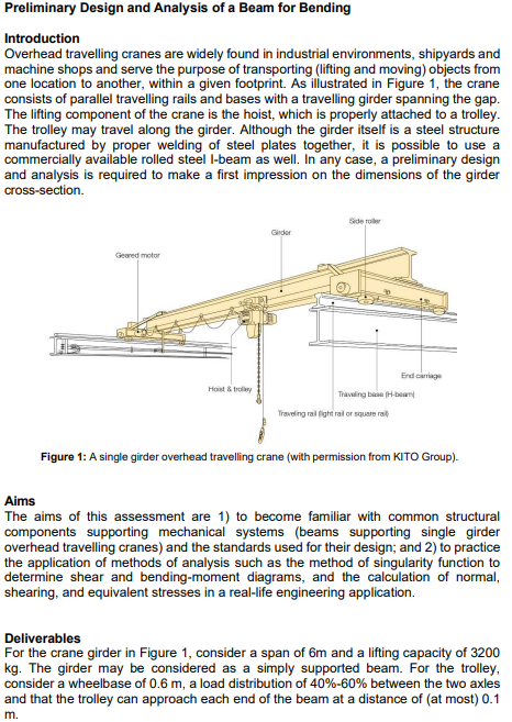 Solved Preliminary Design and Analysis of a Beam for Bending | Chegg.com