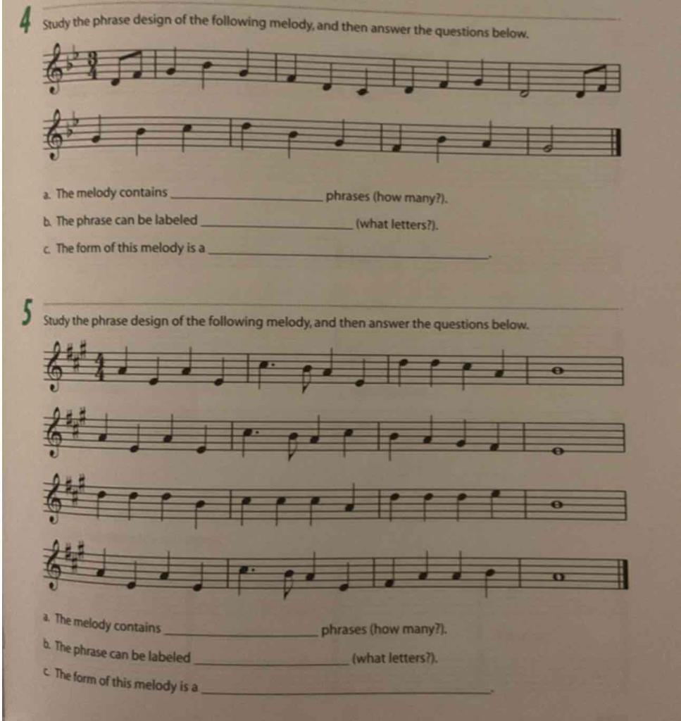 Study the phrase design of the following melody, and | Chegg.com