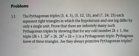 Solved Number Theory 1.1 The Pythagorean triples {3, 4, 5}, | Chegg.com