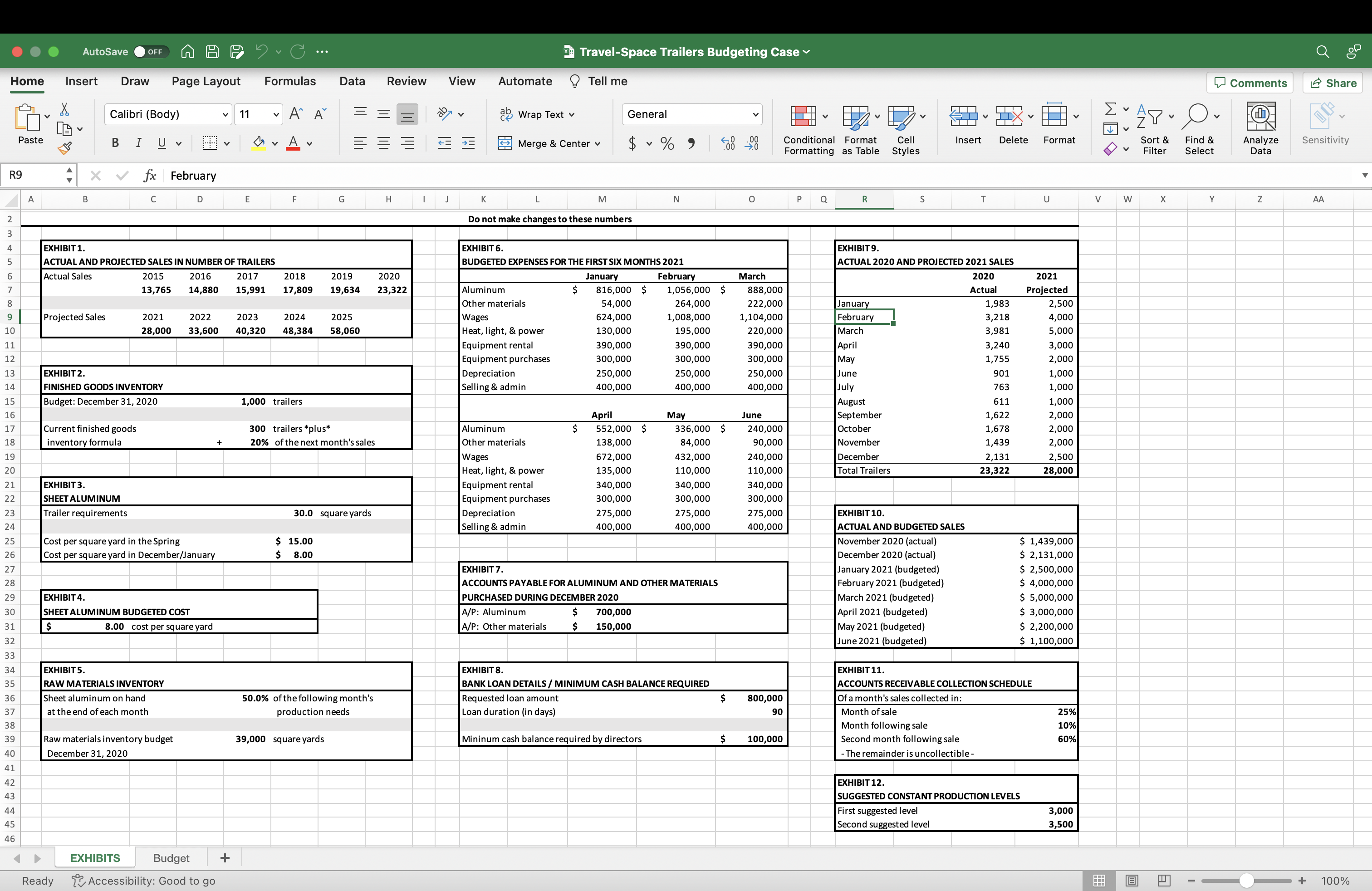 Use the exhibits in the Excel file to prepare a | Chegg.com
