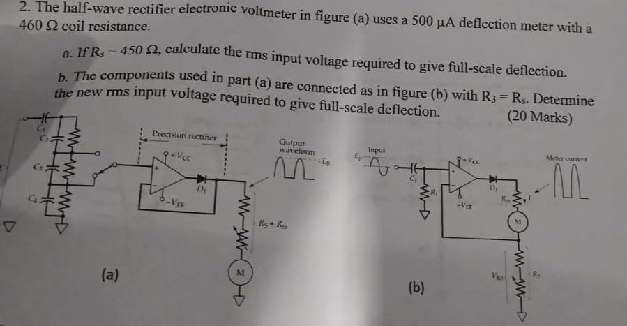 Solved 2. The half-wave rectifier electronic voltmeter in | Chegg.com