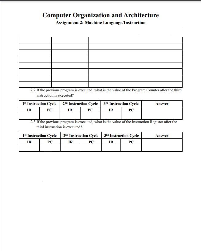 Solved Computer Organization and Architecture Assignment 2: | Chegg.com