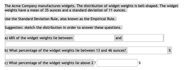 Solved The Acme Company manufactures widgets. The | Chegg.com