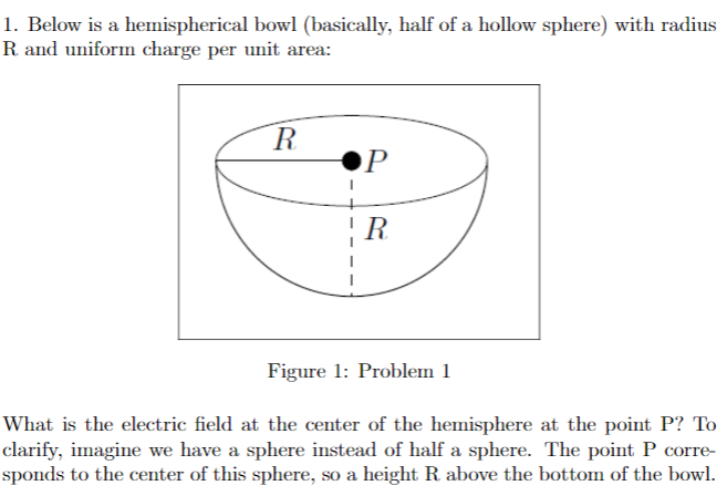 Solved 1. Below is a hemispherical bowl (basically, half of | Chegg.com