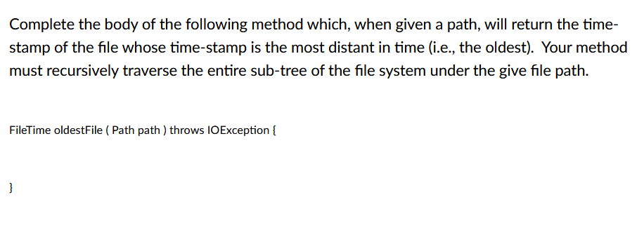 Solved Complete the body of the following method which, when | Chegg.com