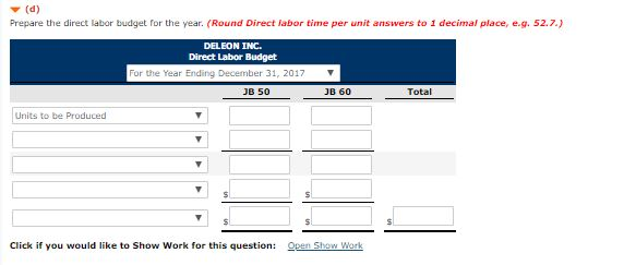 Solved (d) Prepare the direct labor budget for the year. | Chegg.com