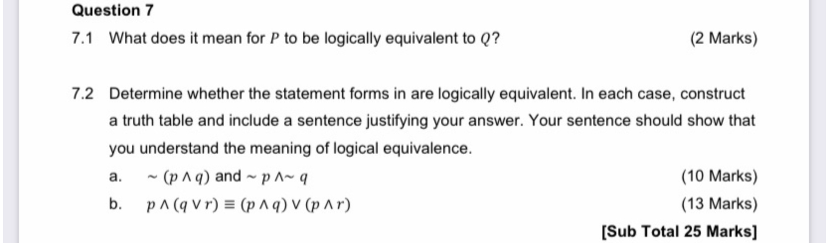 Solved Question 7 7.1 What does it mean for P to be | Chegg.com