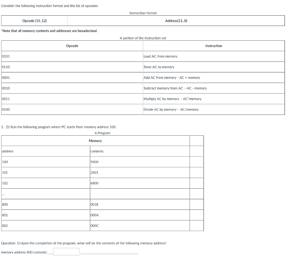 Solved Consider the following instruction format and the | Chegg.com