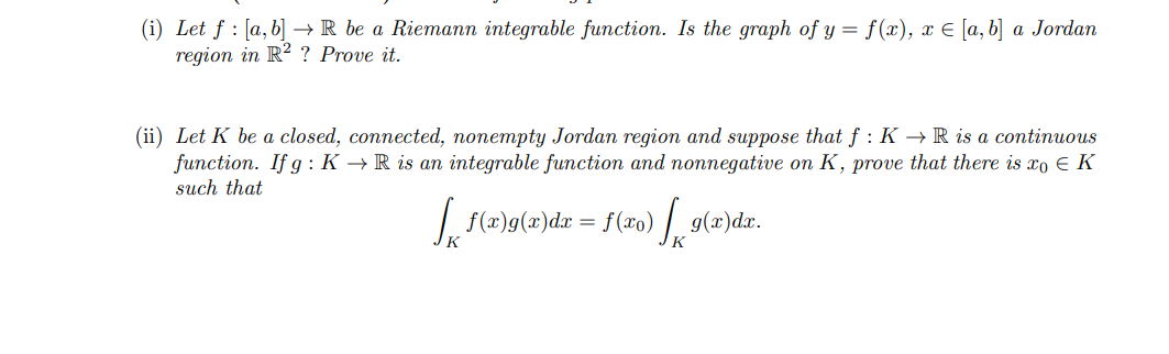 Solved (i) Let f : [a, b] → R be a Riemann integrable | Chegg.com