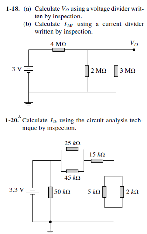 Solved . 1-18. (a) Calculate Vo using a voltage divider | Chegg.com