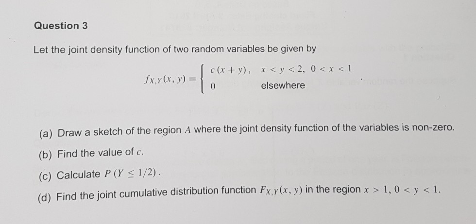 Solved Let the joint density function of two random | Chegg.com