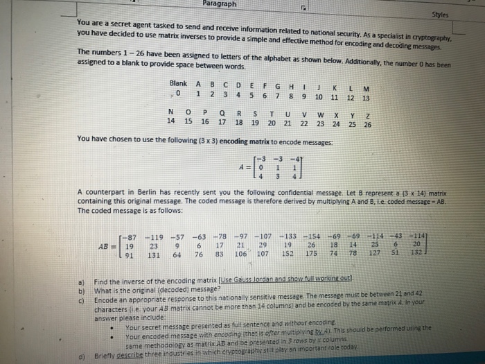 Solved You are a secret agent tasked to send and receive | Chegg.com