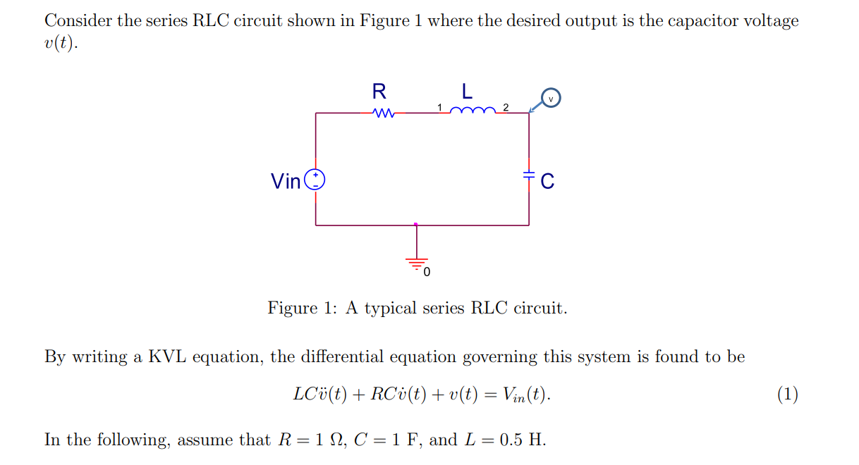 Solved Consider the series RLC circuit shown in Figure 1 | Chegg.com