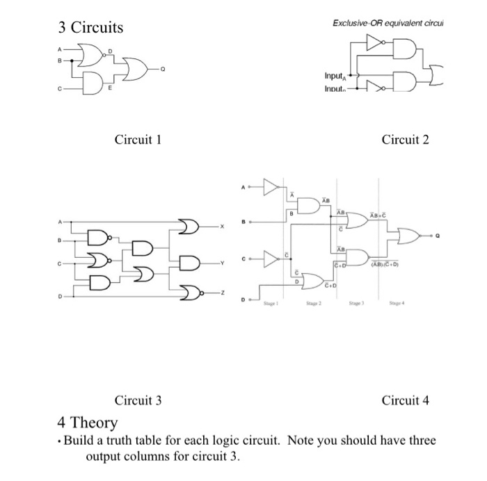 Solved Exclusive-OR equivalent circui 3 Circuit:s Input | Chegg.com