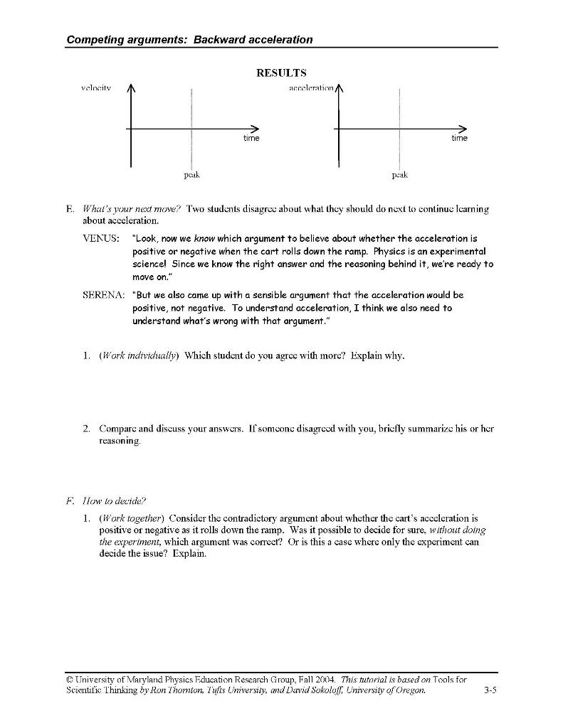 Solved Competing arguments: Backward acceleration II. Review | Chegg.com