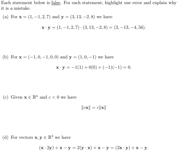 Solved Each statement below is false. For each statement, | Chegg.com