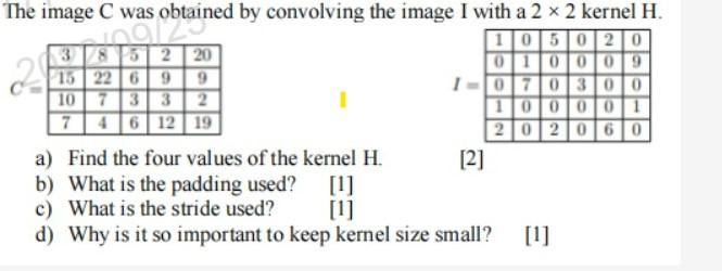 Solved The image C was obtained by convolving the image I | Chegg.com