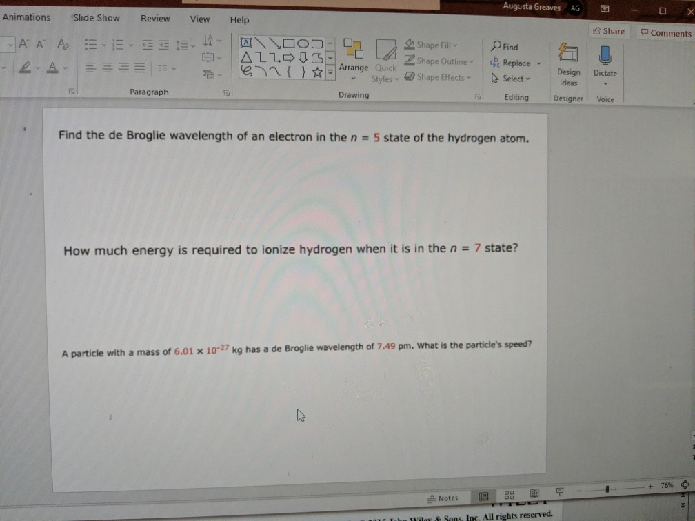 Solved Augusta Greaves AG Animations Slide Show Review View | Chegg.com