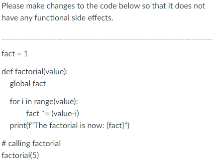 Solved Please make changes to the code below so that it does | Chegg.com