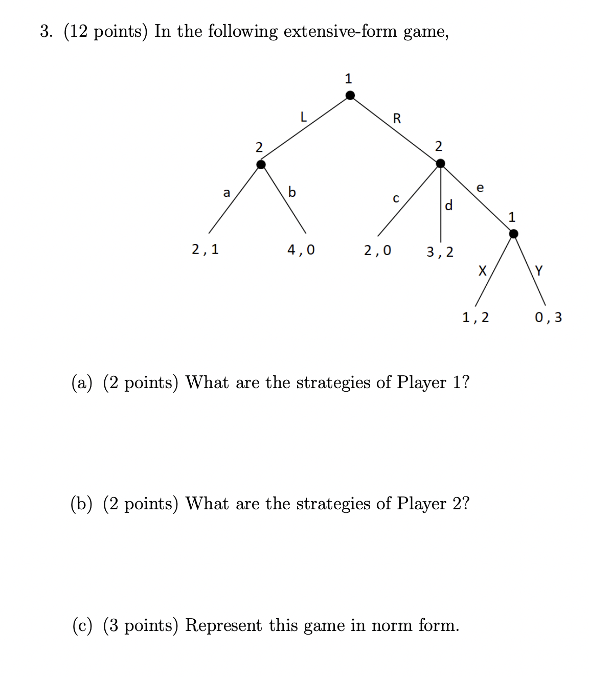 Solved (12 ﻿points) ﻿In the following extensive-form | Chegg.com