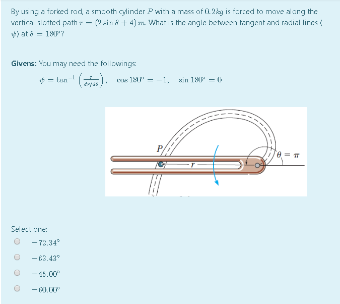 Solved By using a forked rod, a smooth cylinder P with a | Chegg.com