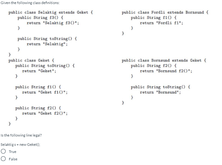 Solved Given the following class definitions: public class | Chegg.com