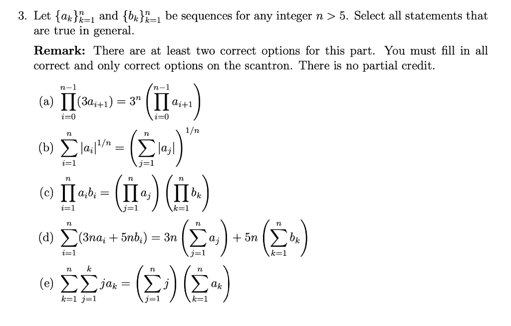 Solved 3. Let {ak}k=1n and {bk}k=1n be sequences for any | Chegg.com