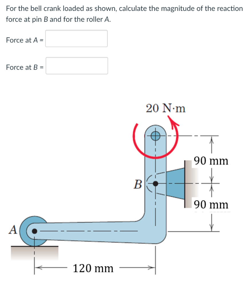 Solved For the bell crank loaded as shown, calculate the | Chegg.com