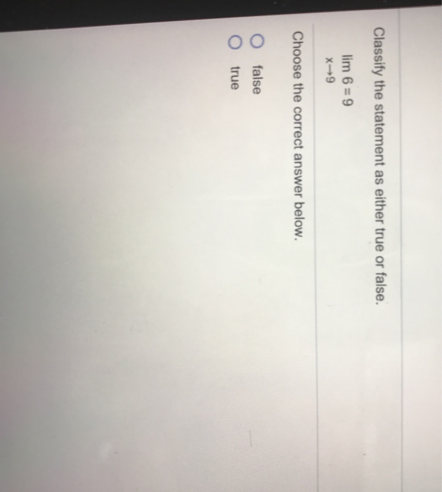Solved Classify the statement as either true or false. | Chegg.com