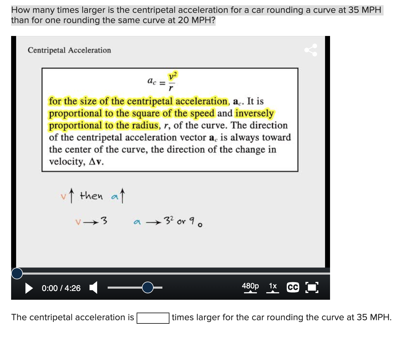 Solved How many times larger is the centripetal acceleration | Chegg.com