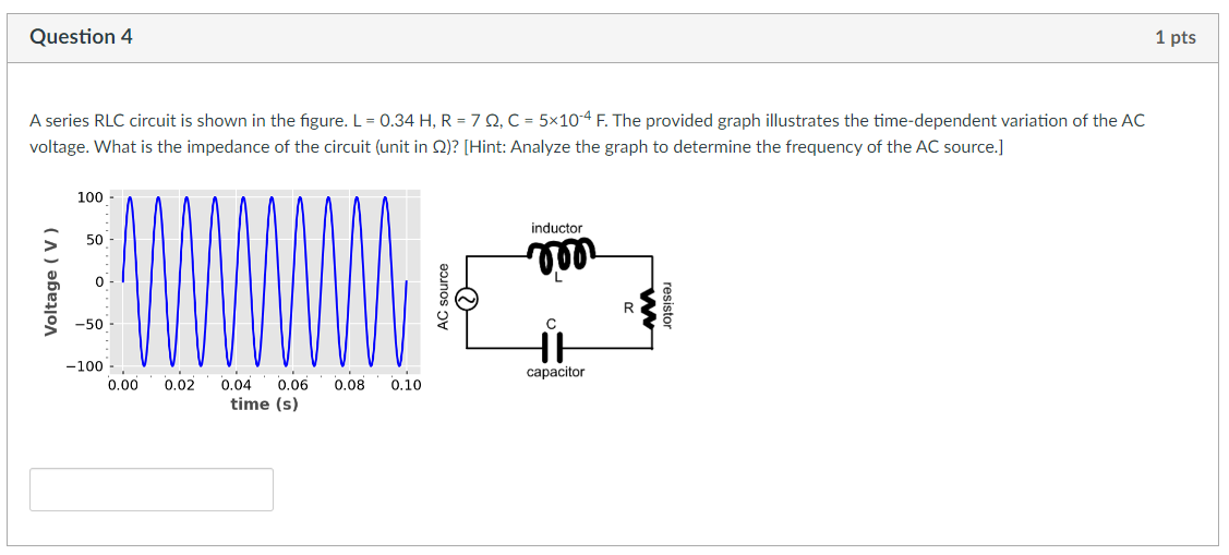 Solved Question 4A series RLC ﻿circuit is ﻿shown in ﻿the | Chegg.com