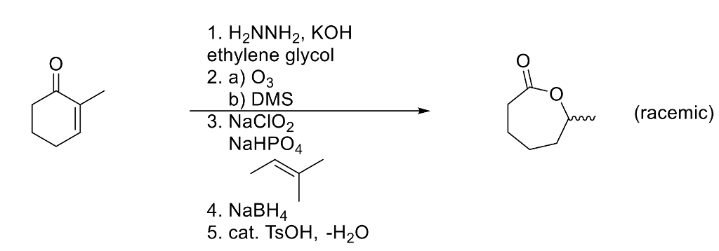 Solved 1. H2NNH2, KOH ethylene glycol 2. a) O3 b) DMS 3. | Chegg.com